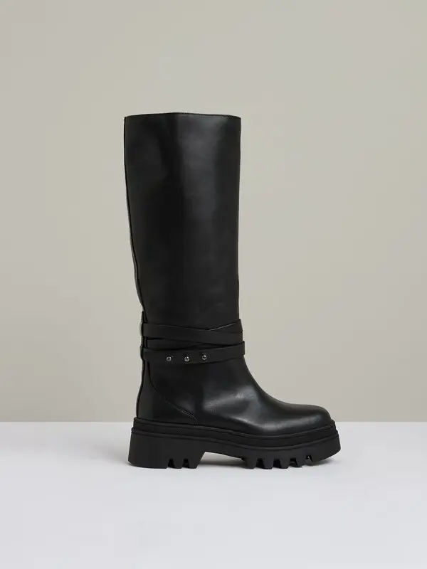 REISS Albany Leather Knee-high Boots