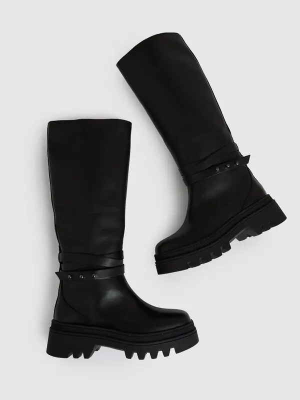 REISS Albany Leather Knee-high Boots