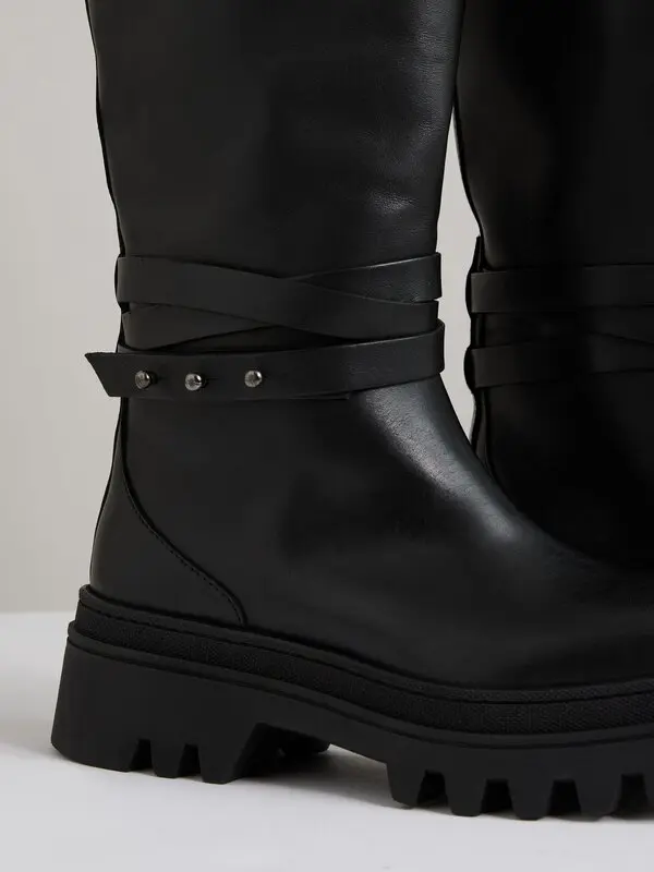REISS Albany Leather Knee-high Boots