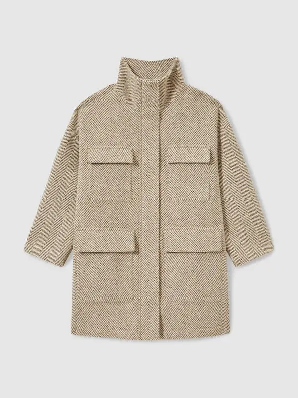 REISS Amora Herringbone Wool-blend Coat