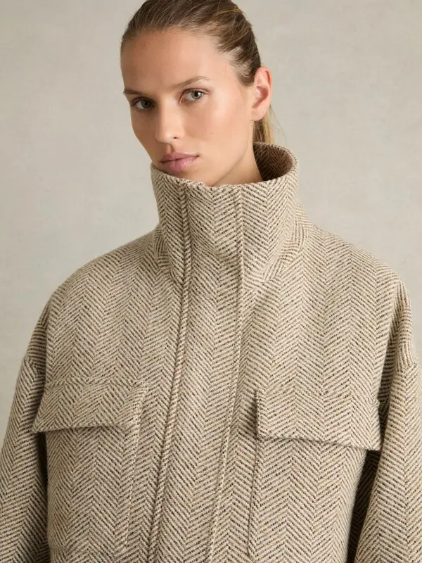 REISS Amora Herringbone Wool-blend Coat