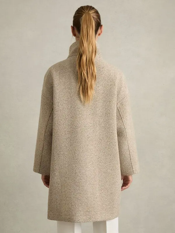 REISS Amora Herringbone Wool-blend Coat