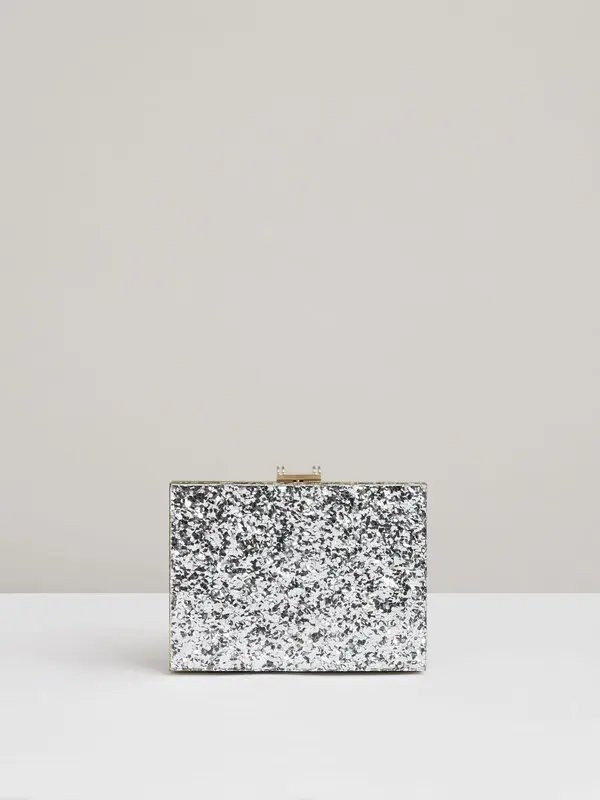REISS Greta Glitter Box Clutch Bag