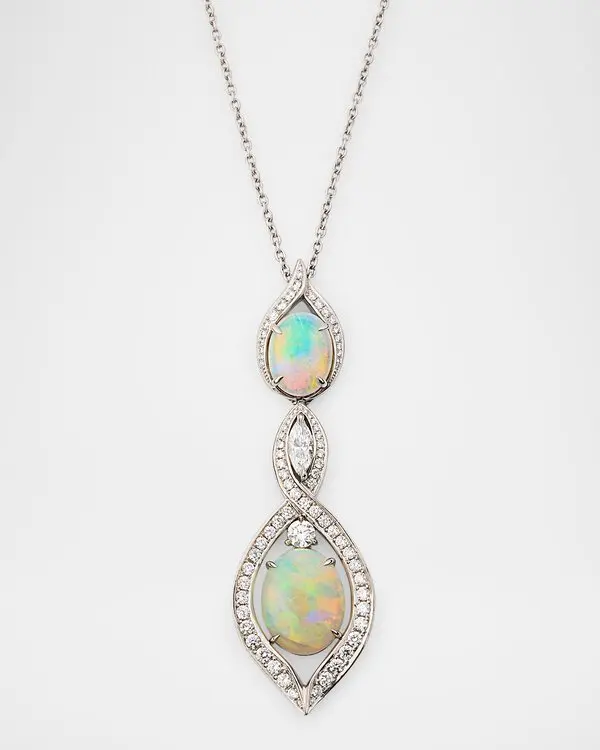 ROBERT ERICH Platinum Opal And Diamond Necklace - Opal & Diamond