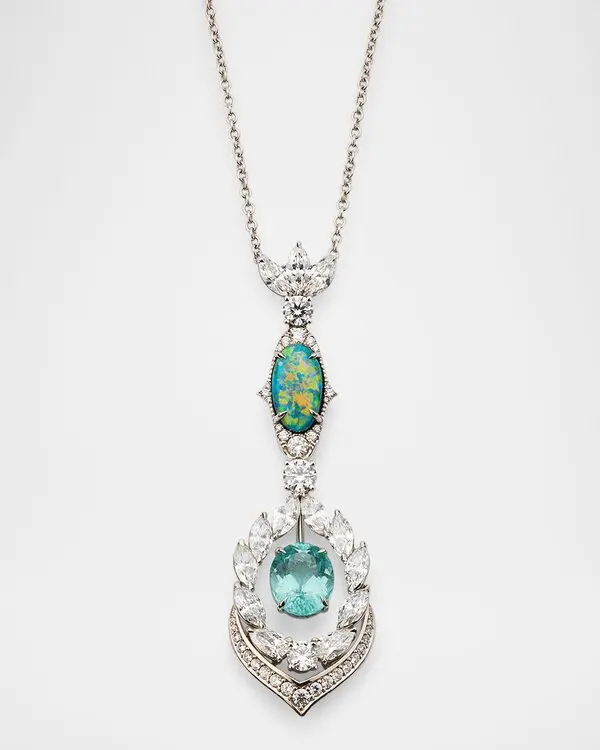 ROBERT ERICH Platinum, Diamond, Paraiba Tourmaline, And Black Opal Necklace - Tourmaline & Opal