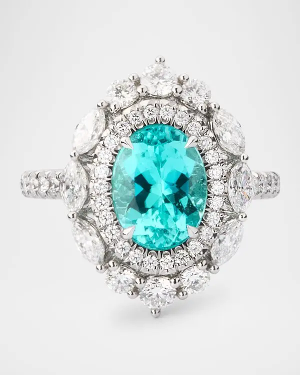 ROBERT ERICH Diamond, And Paraiba Tourmaline Ring - Platinum