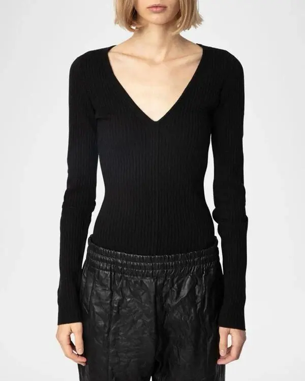 Zadig&Voltaire Syla Ribbed Merino Wool-blend Sweater