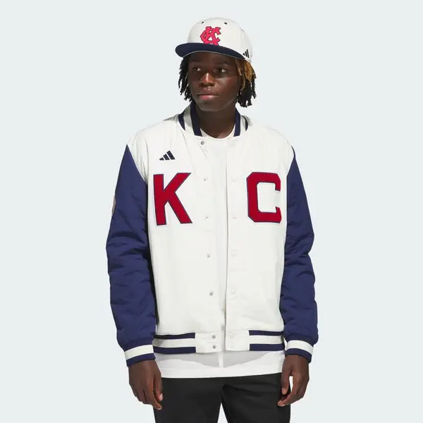 Adidas Negro Leagues Baseball Museum Coaches Jacket In Off White