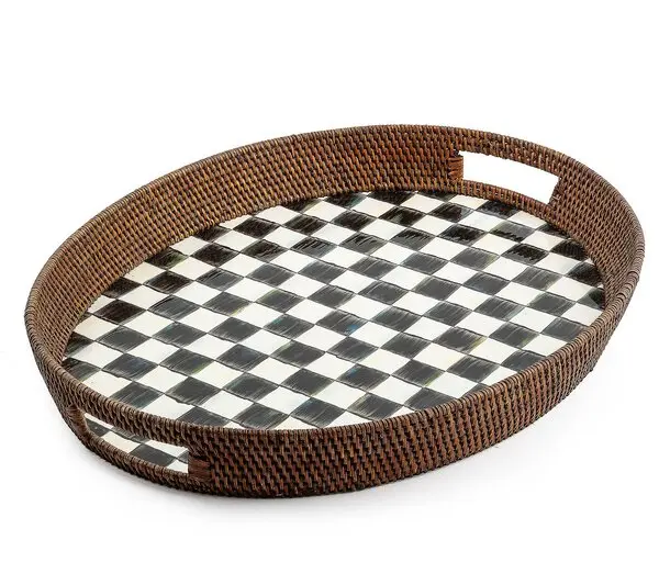 MACKENZIE-CHILDS Rattan & Enamel Party Serving Tray - One-color