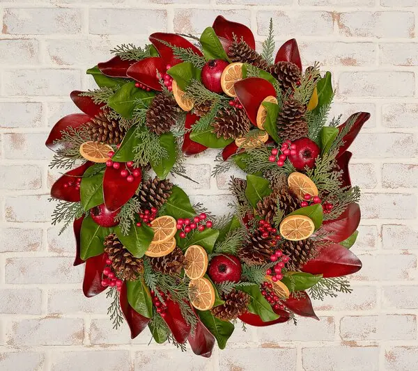 HOME REFLECTIONS As Is 28' Citrus & Magnolia Leaf Wreath - One-color