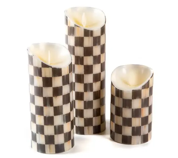 MACKENZIE-CHILDS Set Of 3 Pillar Flicker Candles - One-color