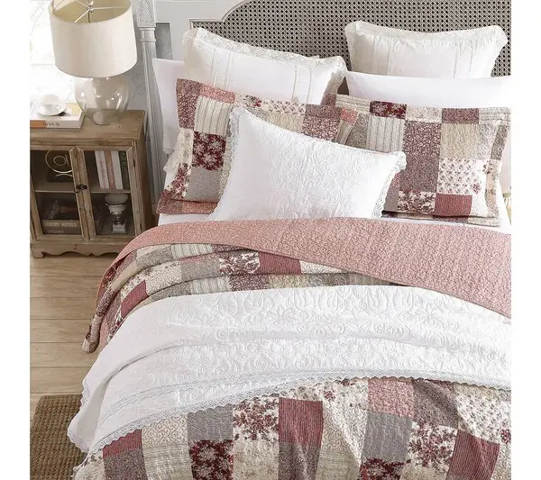 Laura Ashley Celina Patchwork King Quilt Sham Set