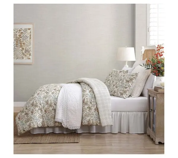 Laura Ashley Bramble Floral King Comforter Sham Set