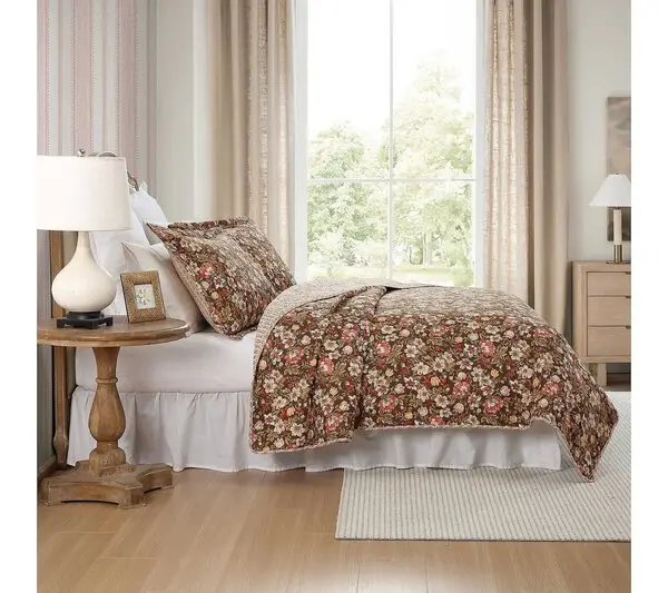 Laura Ashley Marta Brown King Quilt Sham Set
