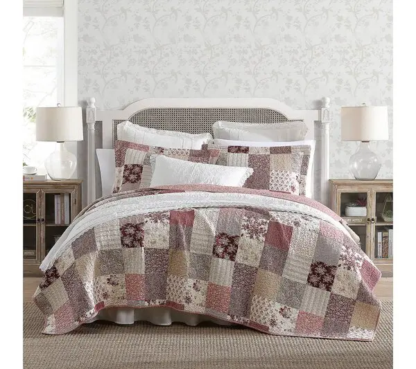 Laura Ashley Celina Patchwork Full/queen Quilt Ham Set - One-color