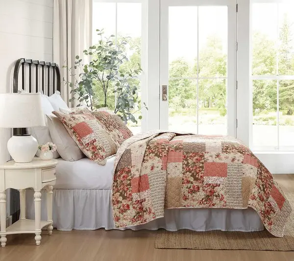 Laura Ashley Harrietta Patchwork Twin Quilt Sha M Set
