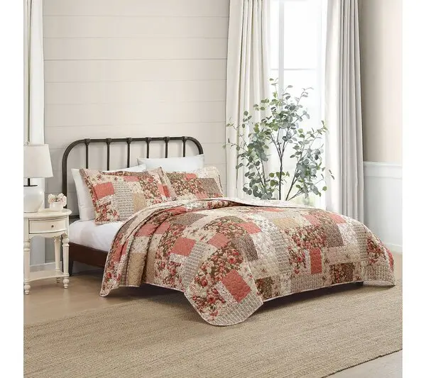 Laura Ashley Harrietta Patchwork Full/queen Qui Lt Sham Set