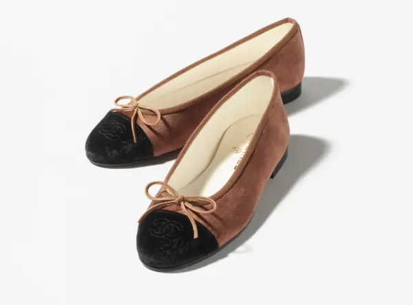 Chanel Velvet And Black Ballet Flats Brown Editorialist