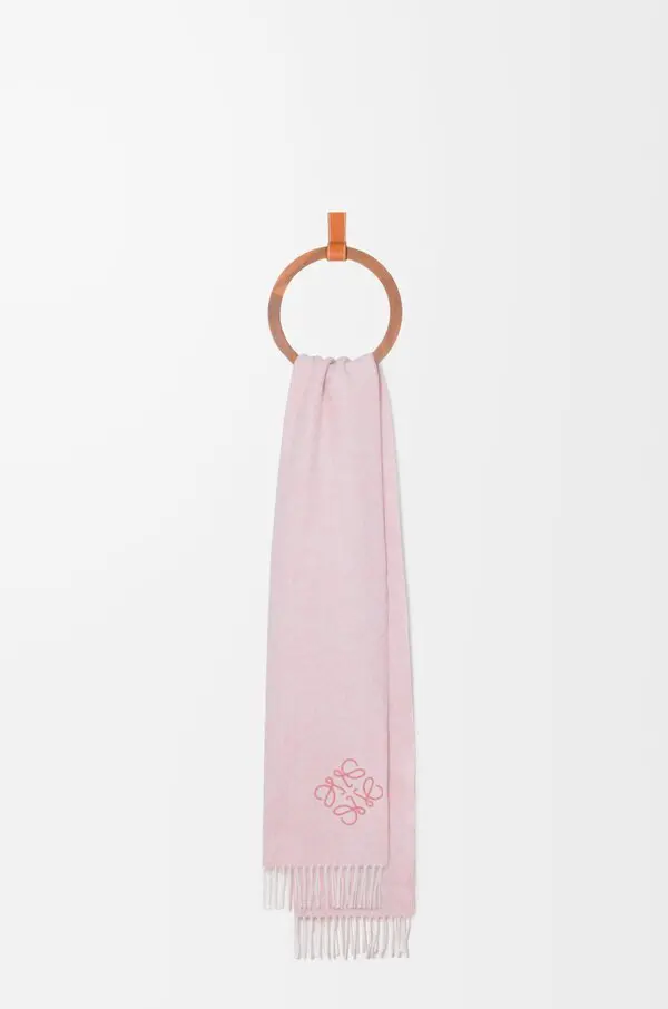Loewe Anagram Scarf In Wool And Cashmere - Soft Pink