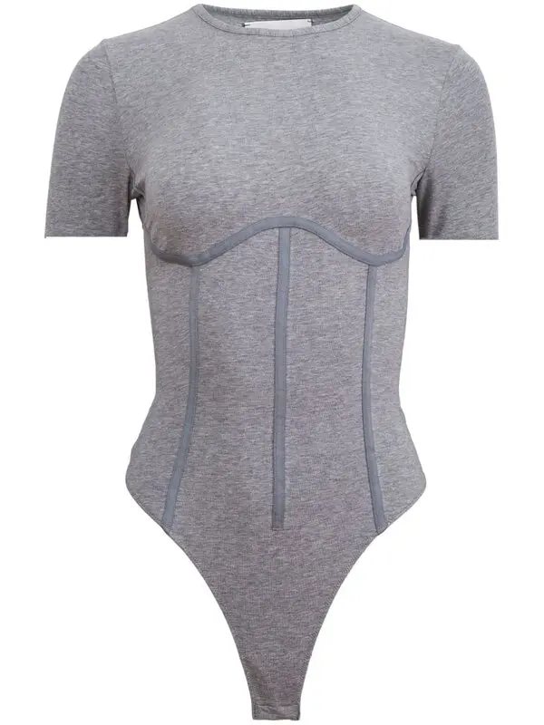 FLEUR DU MAL Organic Cotton T-shirt Bodysuit - Grey
