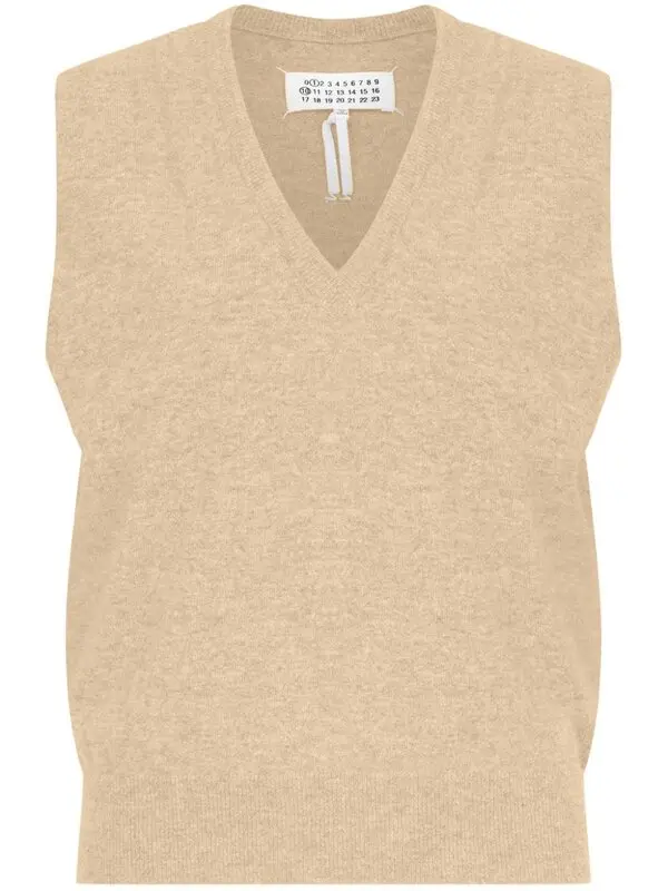MAISON MARGIELA Knit V-neck Vest - Neutrals