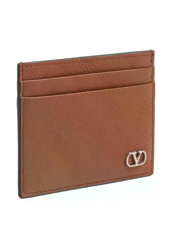 Valentino Garavani Vlogo Signature Leather Card Holder - Brown
