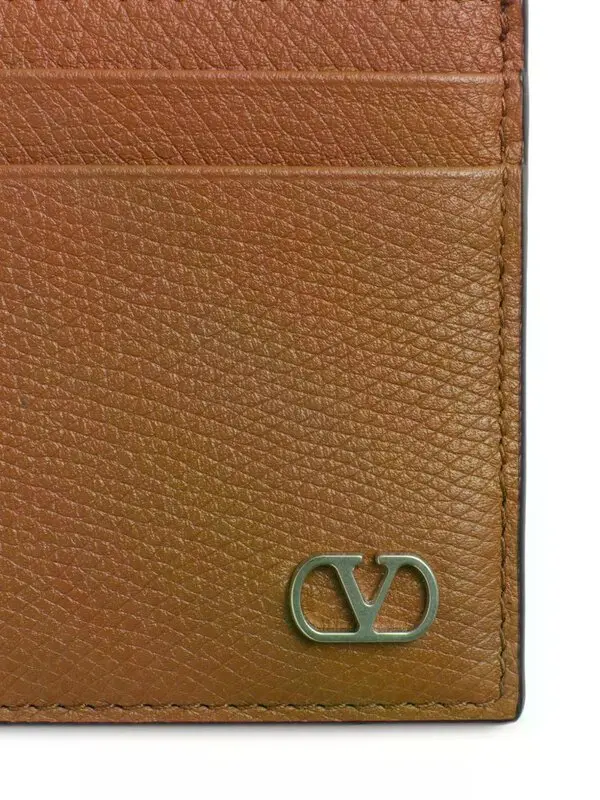 Valentino Garavani Vlogo Signature Leather Card Holder - Brown