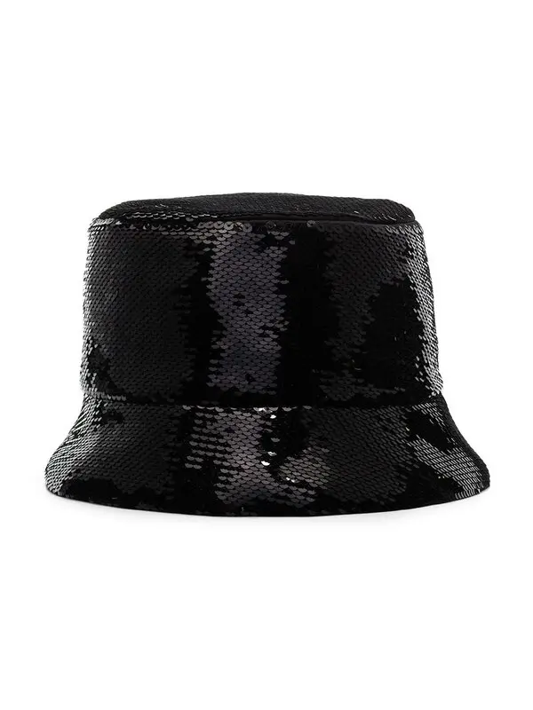 Prada Logo-embellished Sequin Bucket Hat - Black
