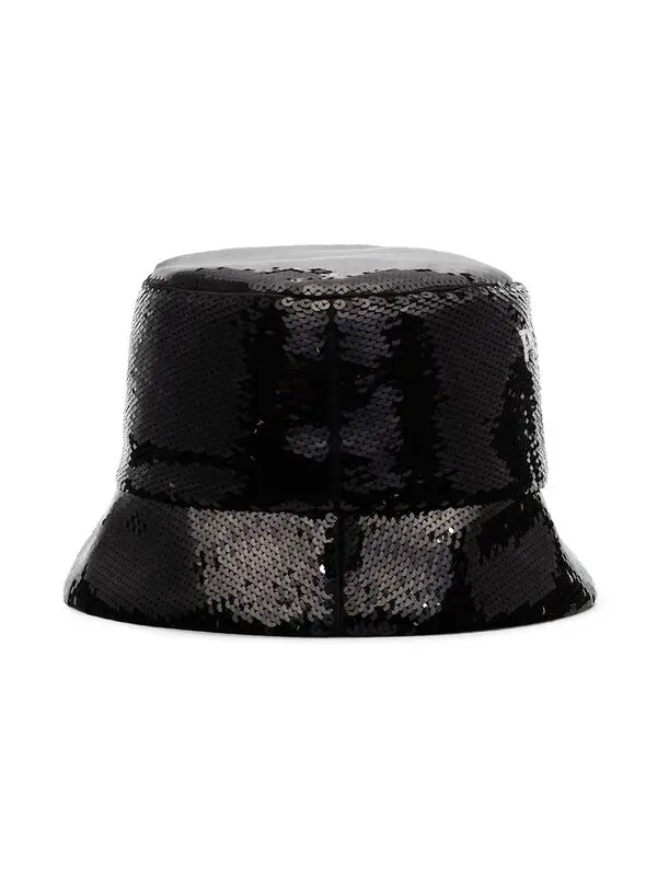 Prada Logo-embellished Sequin Bucket Hat - Black