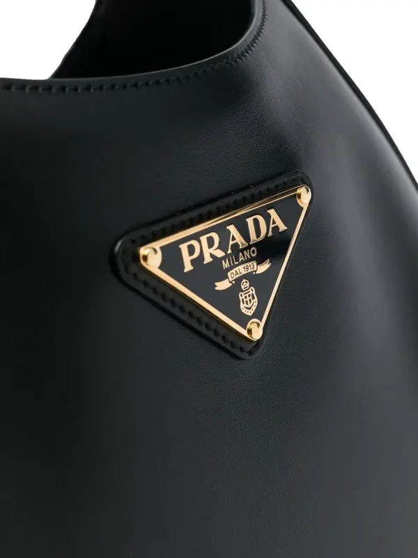 Prada Triangle-logo Leather Shoulder Bag - Black