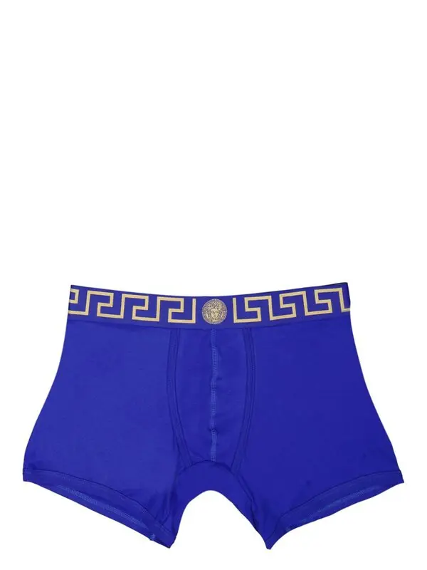 Versace Greca Border Long Boxers - Blue