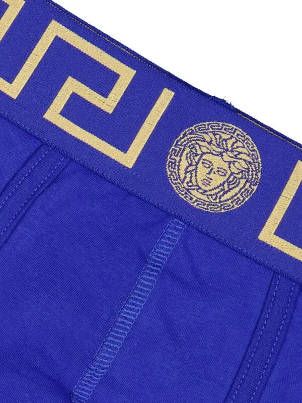 Versace Greca Border Long Boxers - Blue
