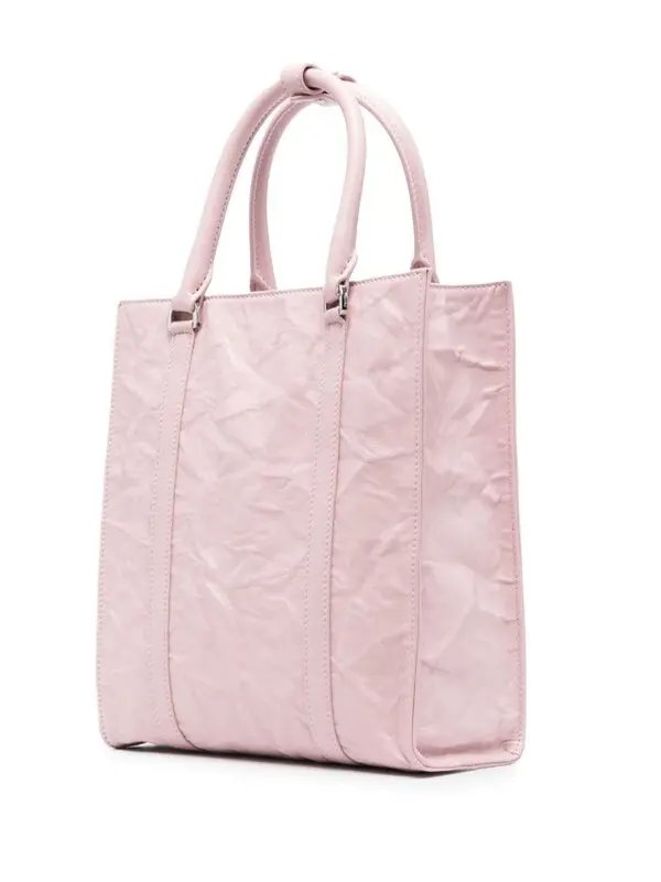 Prada Logo-plaque Crinkle-effect Tote Bag - Pink