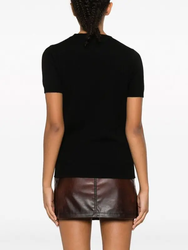 Miu Miu Logo-intarsia Knitted Cashmere Top