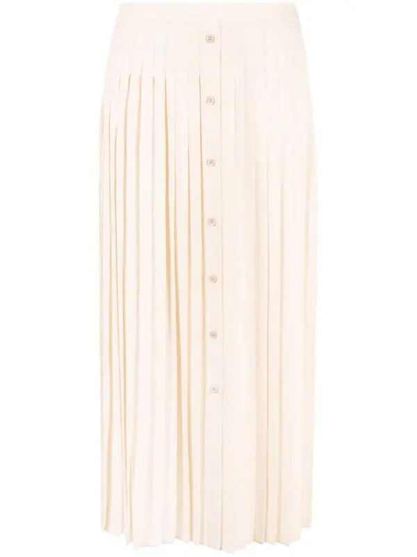 Prada Logo-jacquard Pleated Skirt - Neutrals