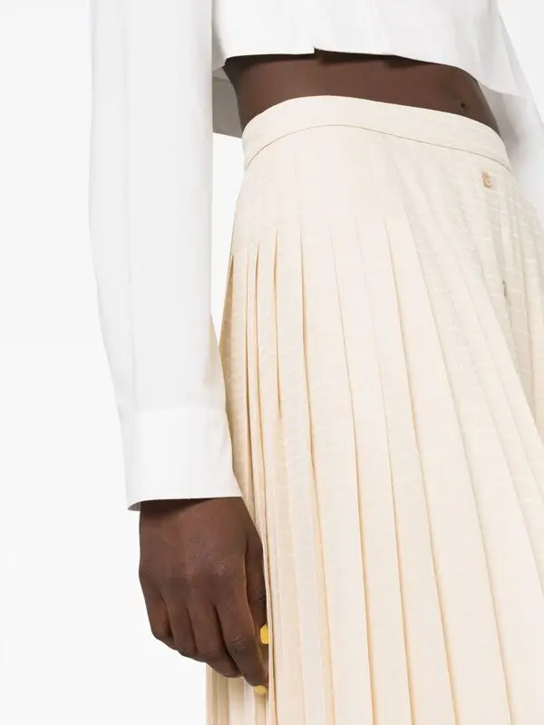 Prada Logo-jacquard Pleated Skirt - Neutrals