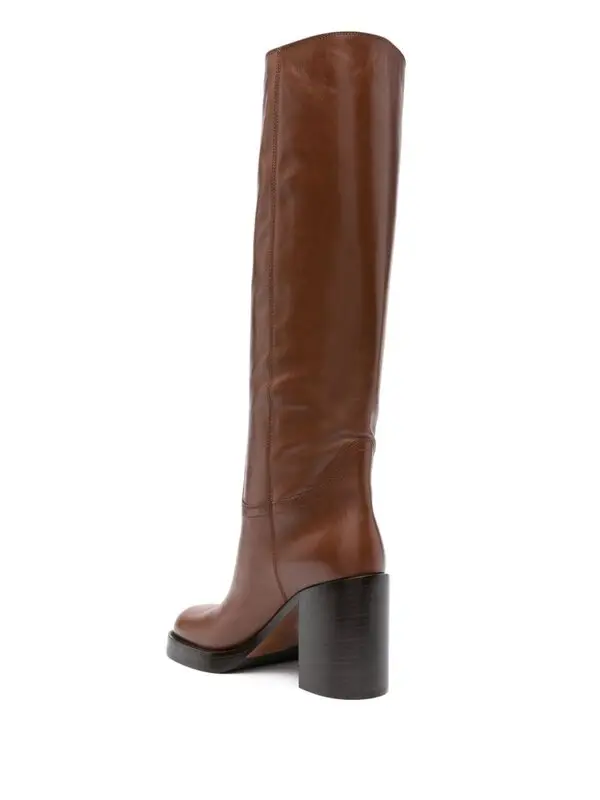 Prada 90mm Round-toe Leather Boots