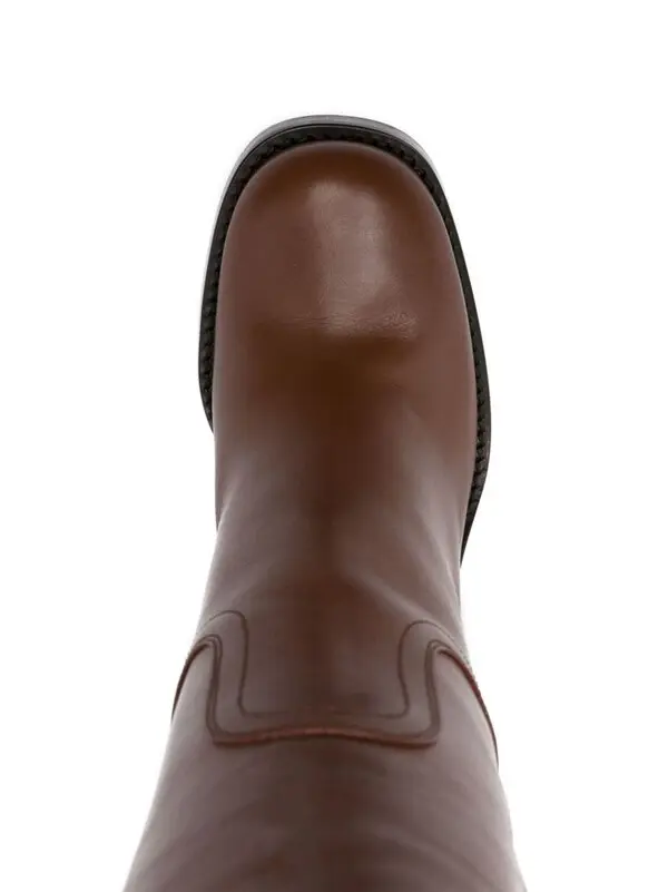 Prada 90mm Round-toe Leather Boots