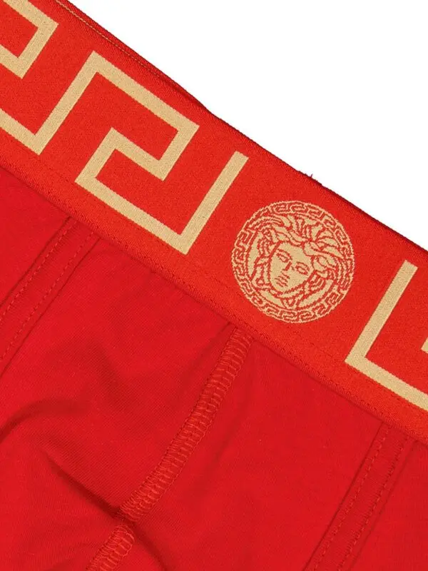 Versace Greca Border Long Boxers - Red