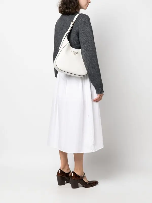 Prada Triangle-logo Leather Shoulder Bag - White