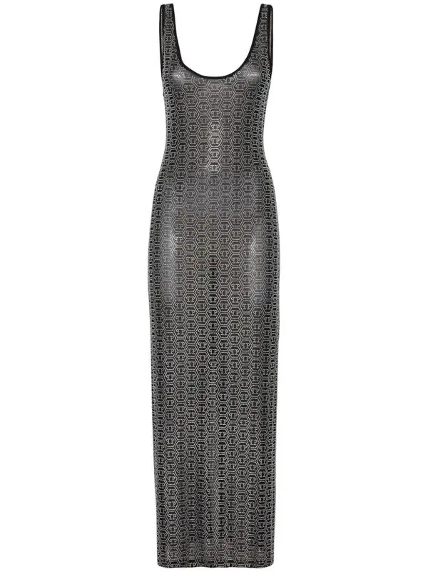 Philipp Plein Crystal-monogram Maxi Dress