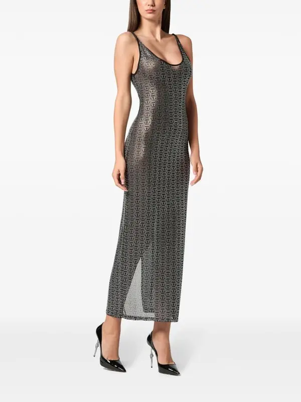 Philipp Plein Crystal-monogram Maxi Dress