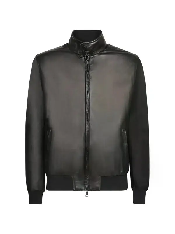 DELL'OGLIO Reversible Leather Bomber Jacket - Black