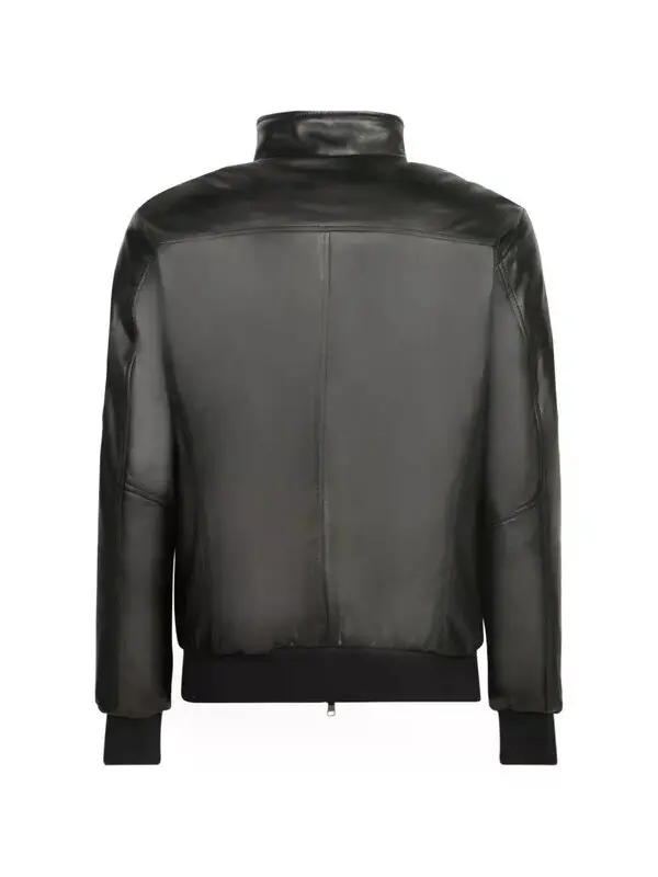 DELL'OGLIO Reversible Leather Bomber Jacket - Black