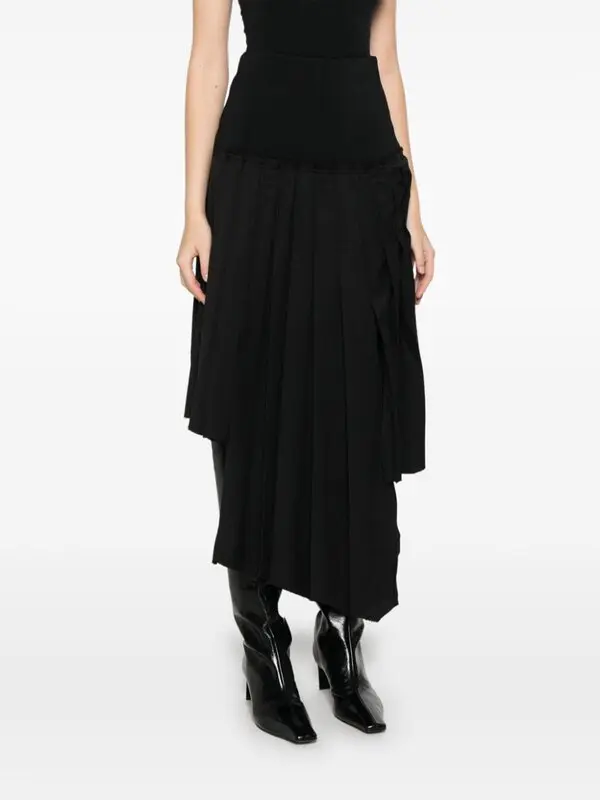 Rokh Pleated Midi Skirt - Black