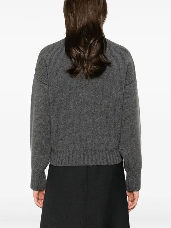 RÓHE V-neck Mélange Sweater - Grey