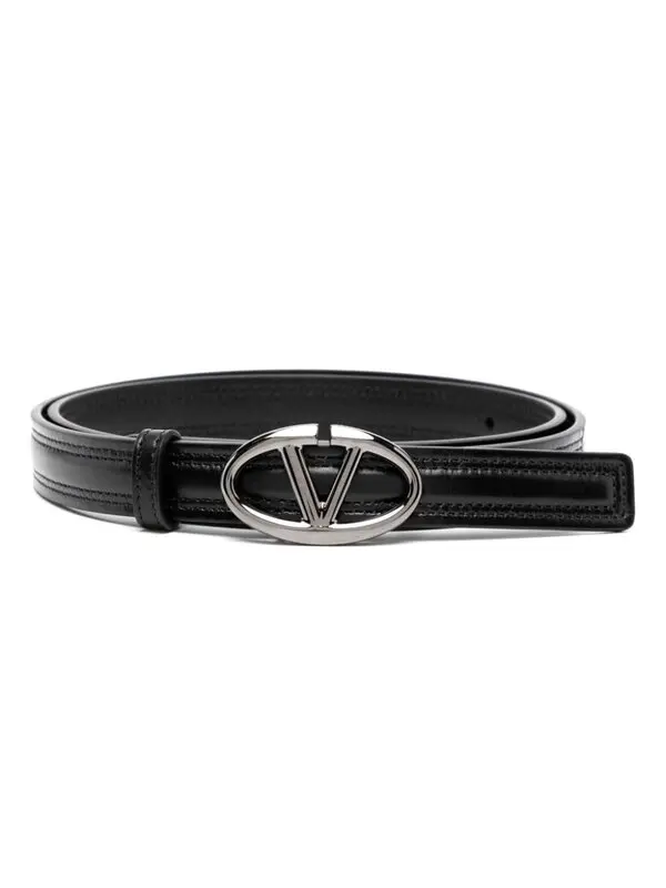 Valentino Garavani Vlogo Leather Belt - Black