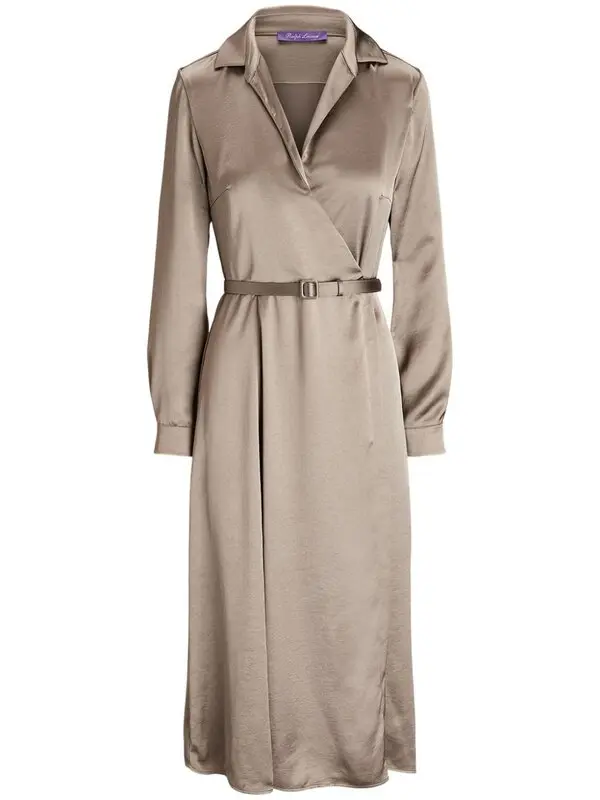 Ralph Lauren Washed Charmeuse Shirt Dress - Brown