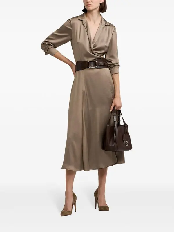 Ralph Lauren Washed Charmeuse Shirt Dress - Brown