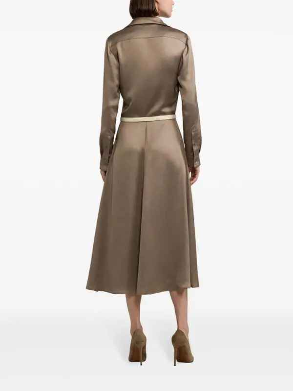Ralph Lauren Washed Charmeuse Shirt Dress - Brown
